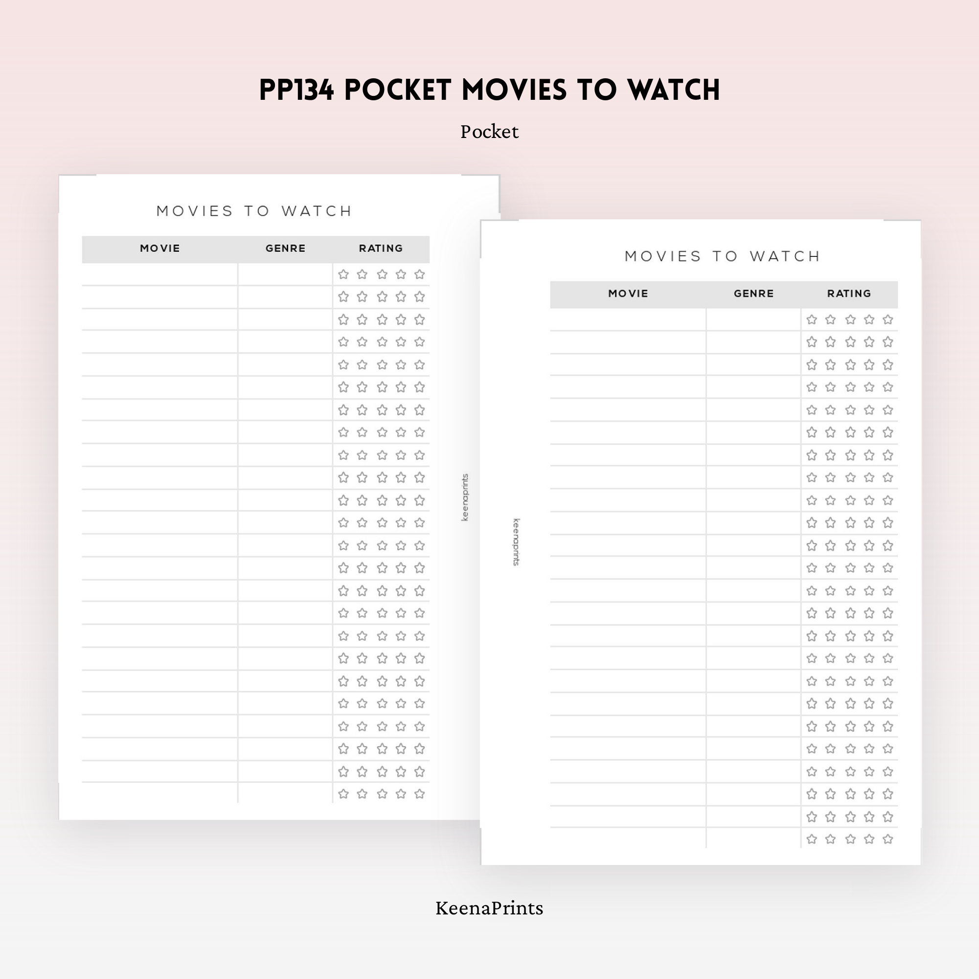 PP134 | MOVIES TO WATCH LIST PLANNER PRINTABLE INSERT – KeenaPrints