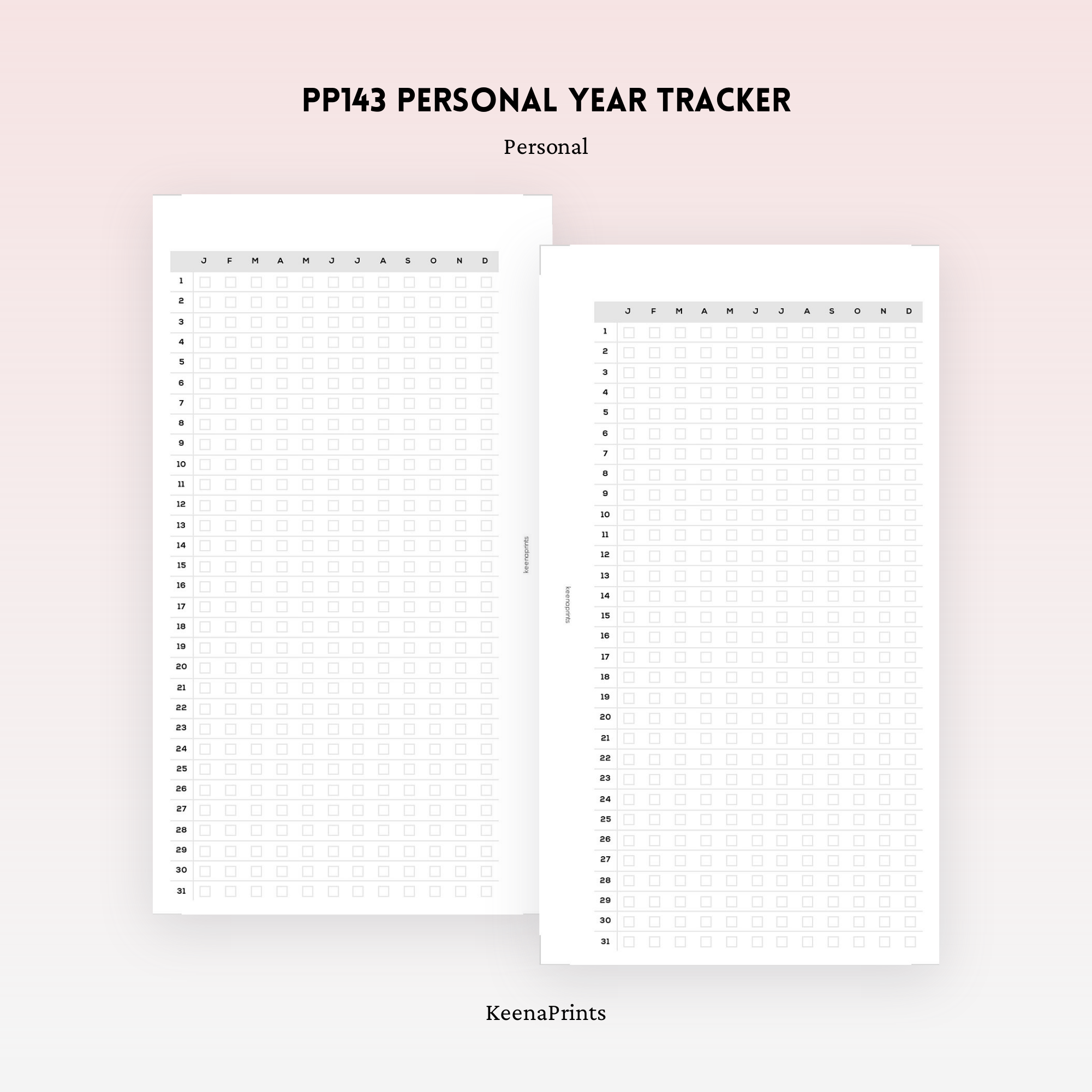 PP143 | YEAR TRACKER PLANNER PRINTABLE INSERT – KeenaPrints