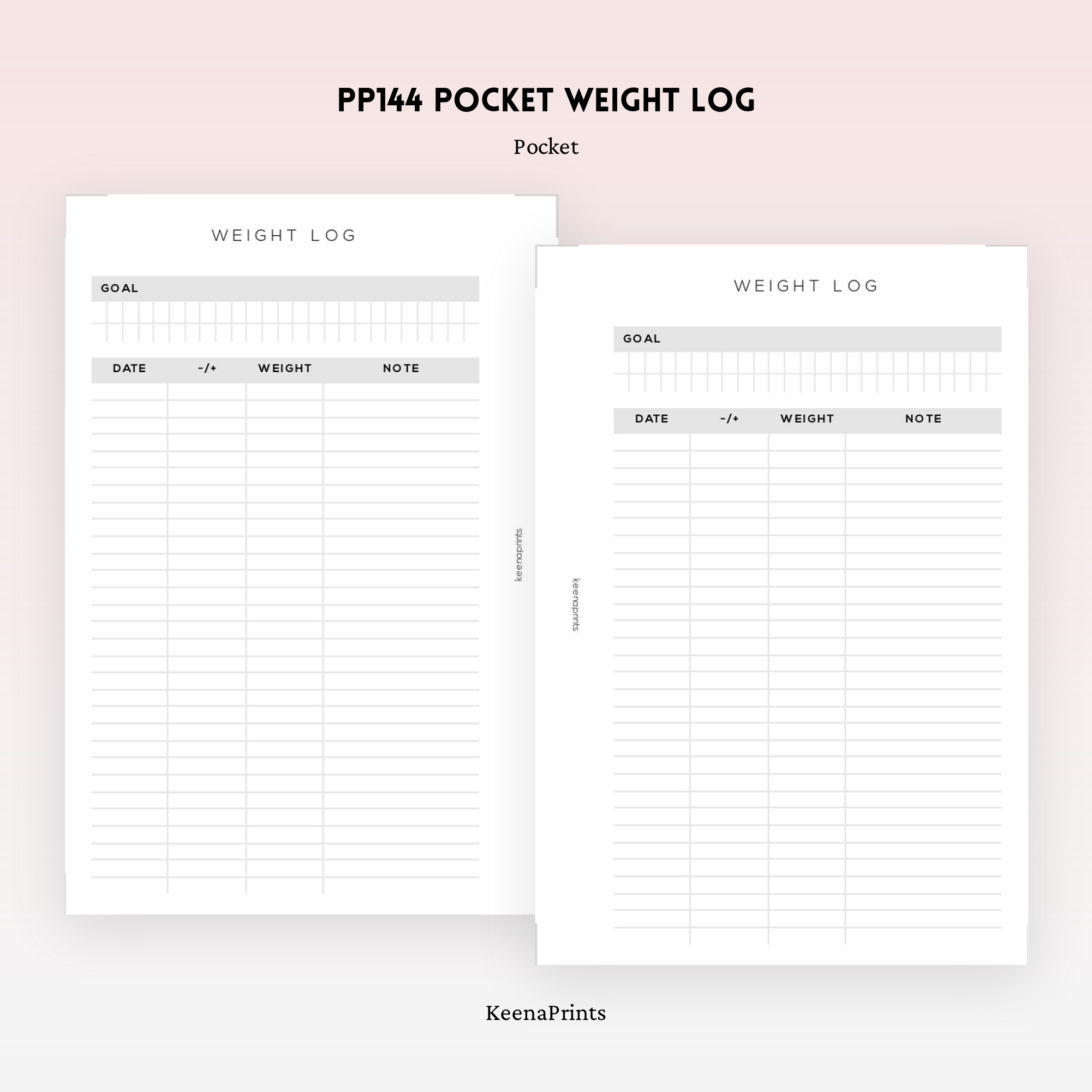 PP144 | WEIGHT LOG PLANNER PRINTABLE INSERT – KeenaPrints