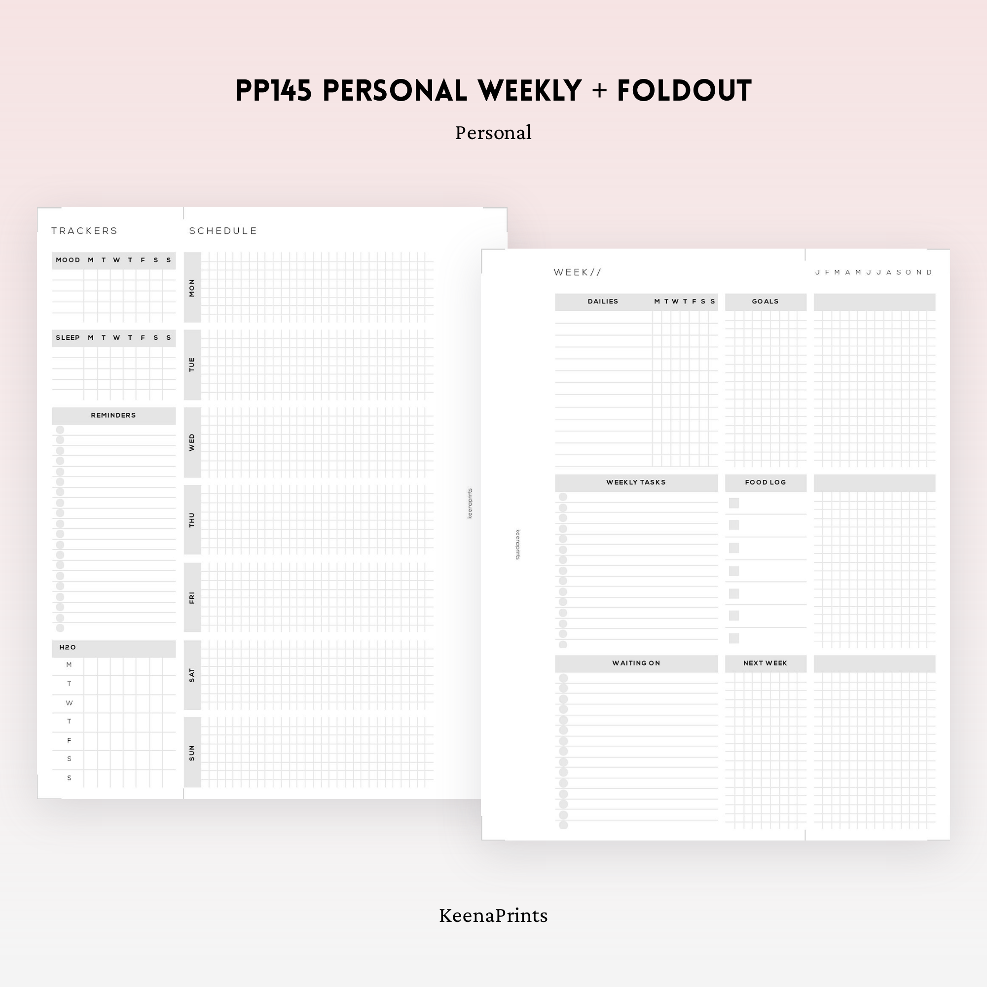PP145 | FOLDOUT WEEKLY PLANNER PRINTABLE INSERT – KeenaPrints