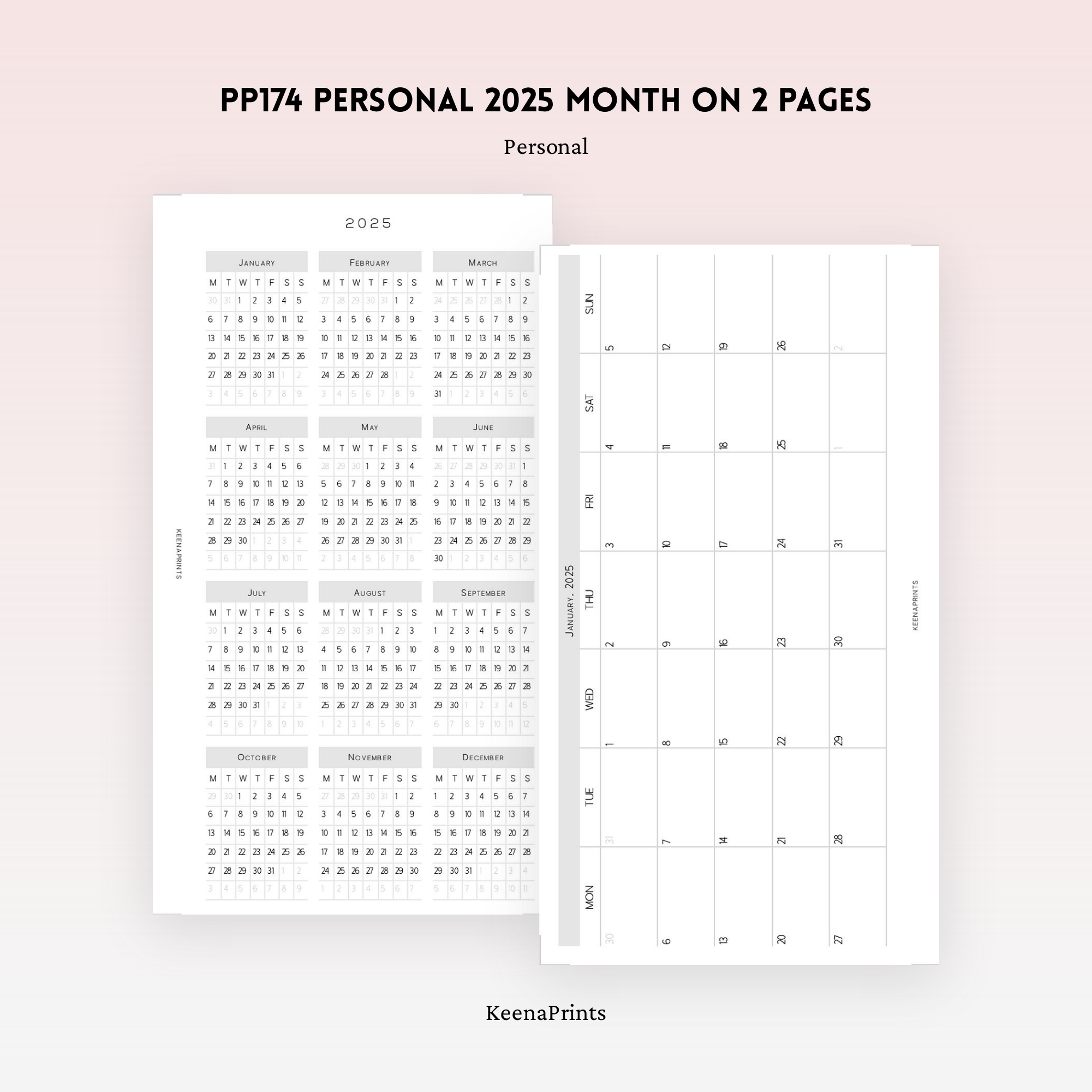 PP175 | 2025 MONTHLY, WEEKLY AND DAILY TRACKER PLANNER PRINTABLE INSER ...