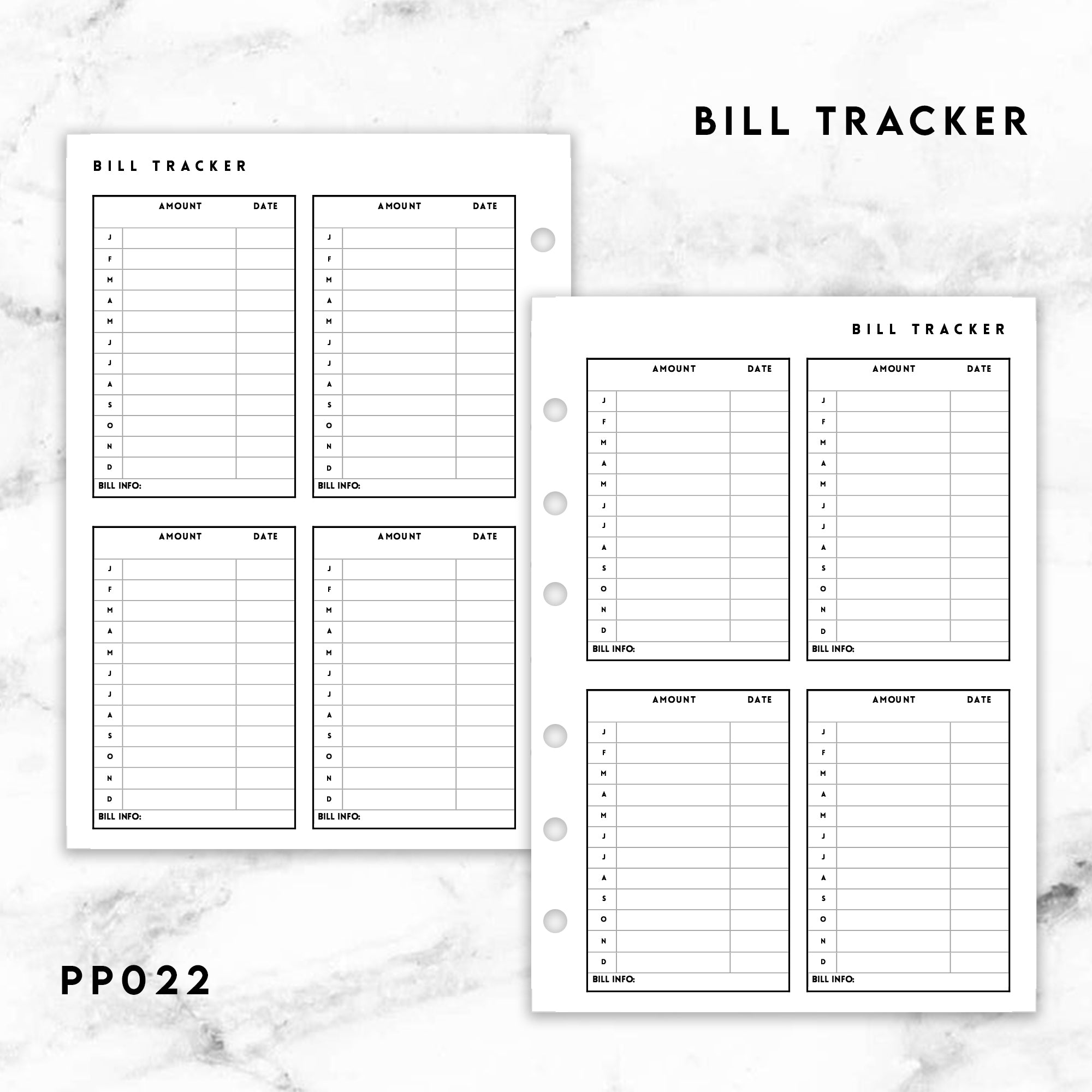 PP022 | BILLS TRACKER PLANNER PRINTABLE INSERT – KeenaPrints