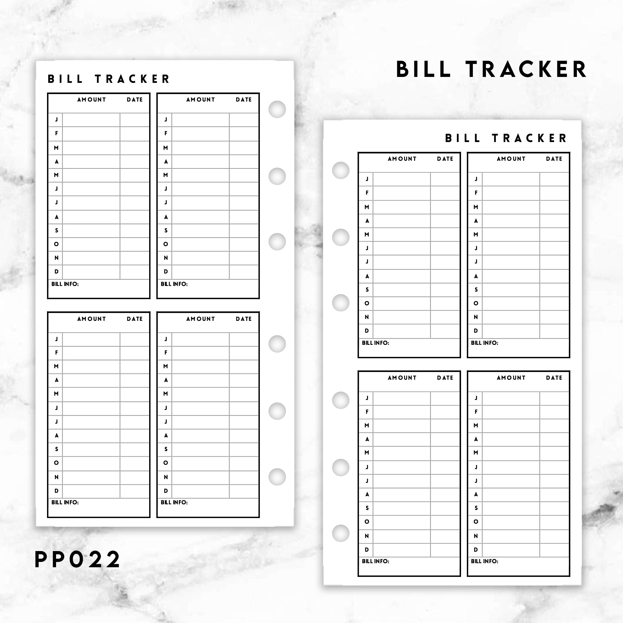 PP022 | BILLS TRACKER PLANNER PRINTABLE INSERT – KeenaPrints