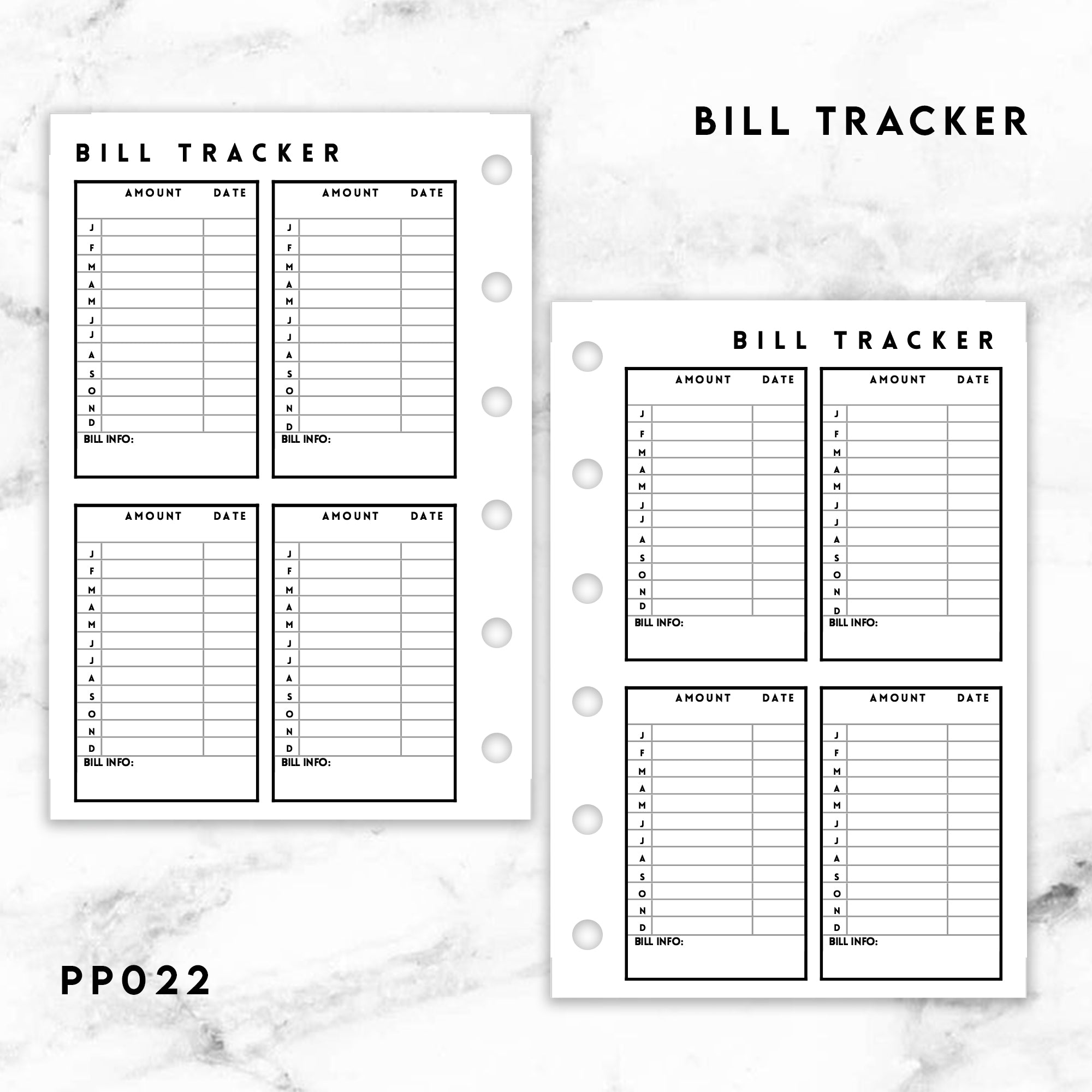 PP022 | BILLS TRACKER PLANNER PRINTABLE INSERT – KeenaPrints