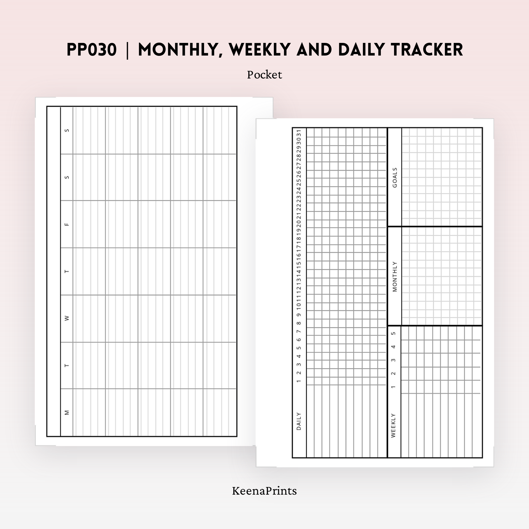 PP030 | MONTHLY, WEEKLY AND DAILY TRACKER PLANNER PRINTABLE INSERT ...
