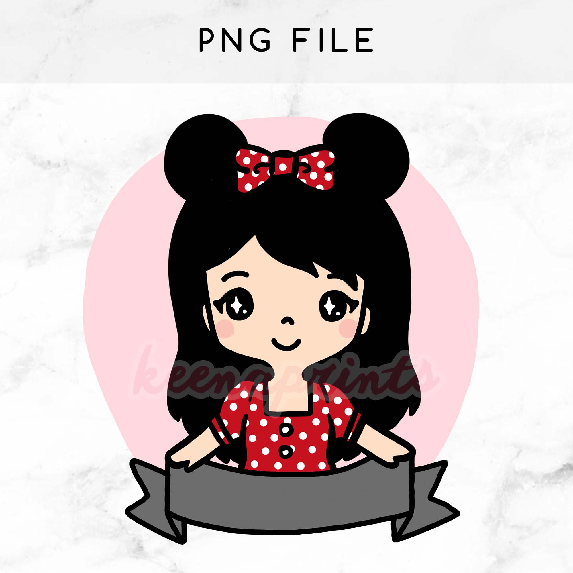 PRE-MADE CHIBI MINNIE WEDNESDAY PRINTABLE CLIP ART – KeenaPrints