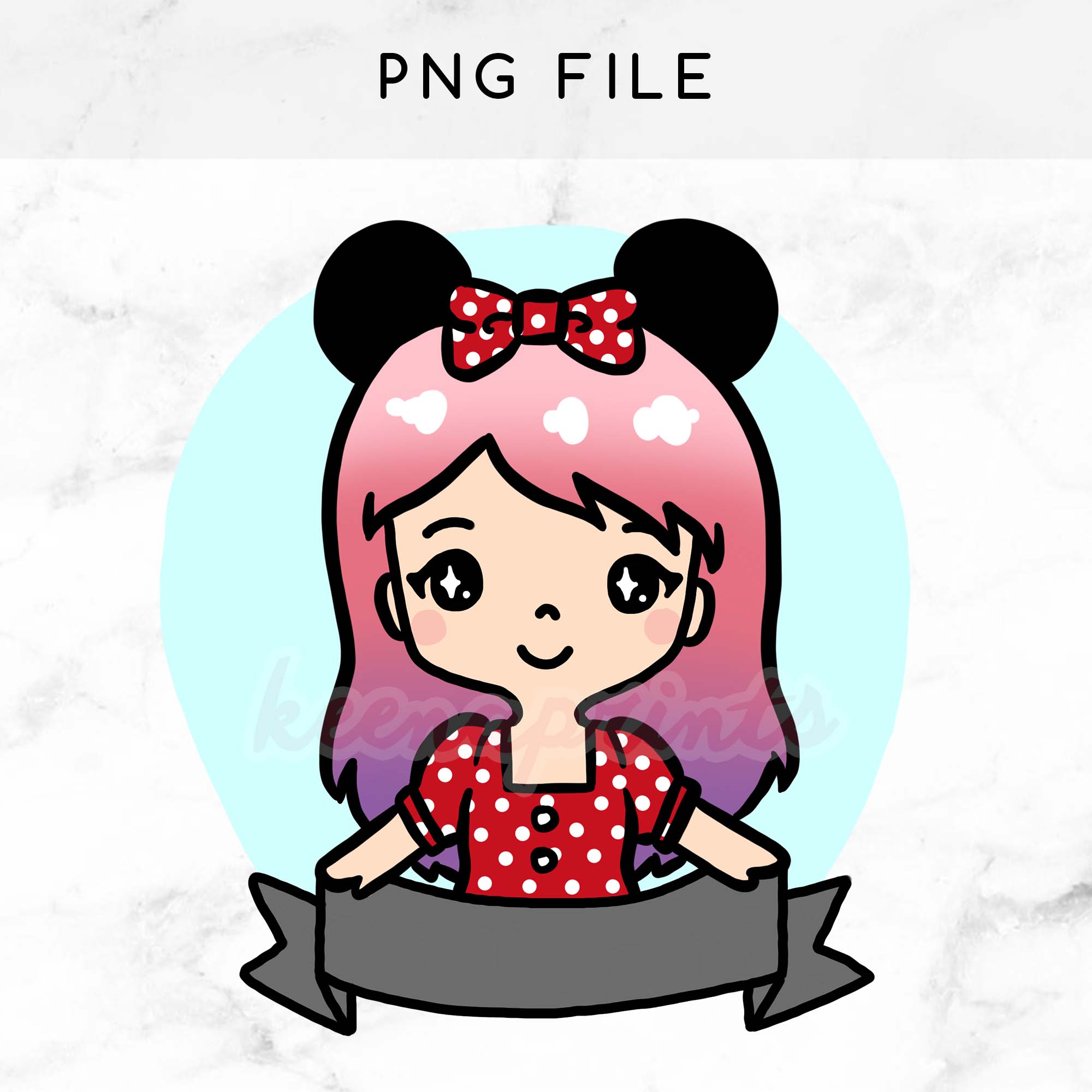 PRE-MADE CHIBI MINNIE PASTEL PRINCESS PRINTABLE CLIP ART – KeenaPrints